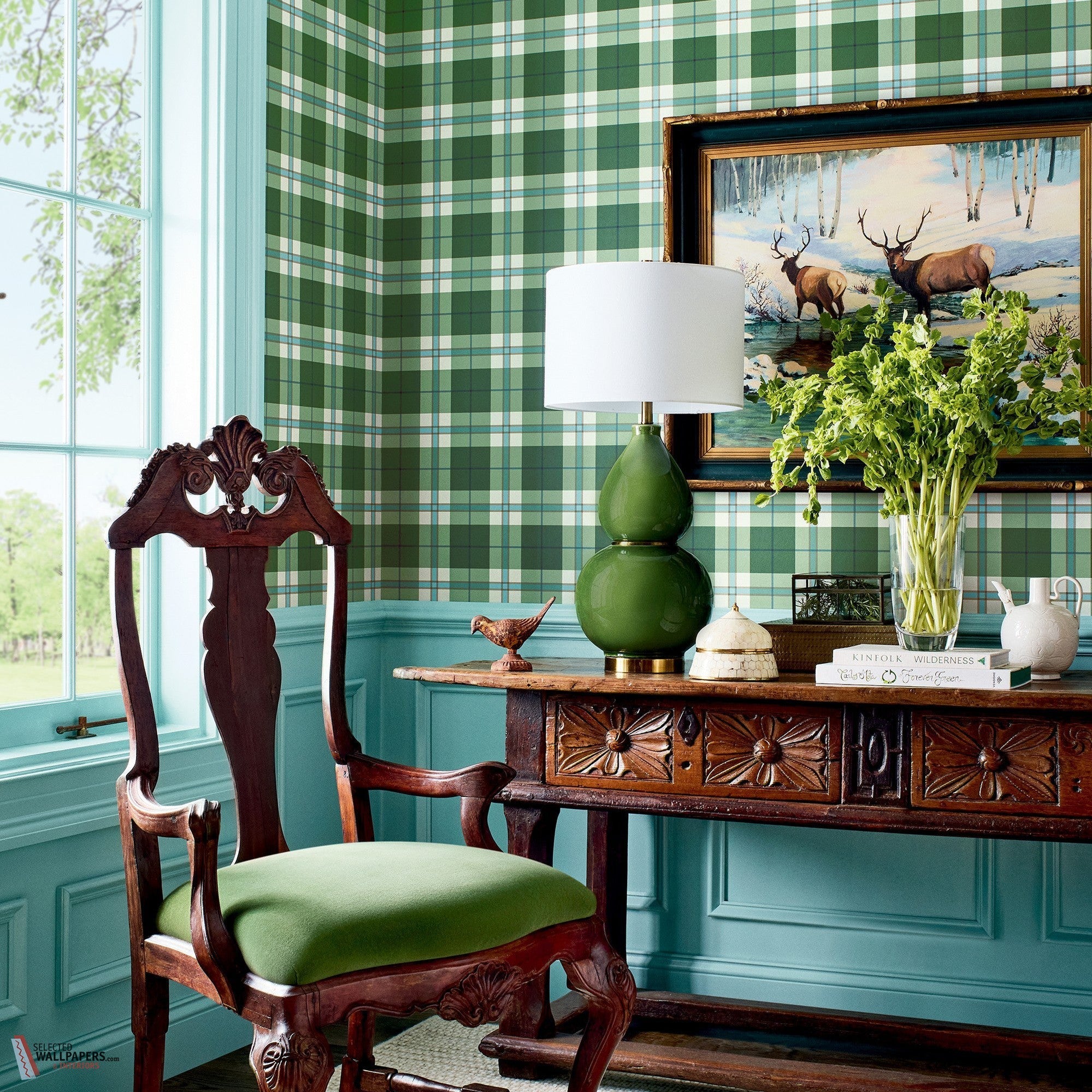 Douglas Plaid wallpaper Thibaut – Selected Wallpapers & Interiors