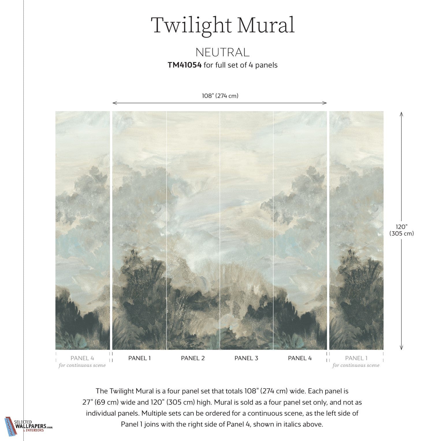 Twilight Mural wallpaper Thibaut | Wallpaper Twilight Mural TM41054 ...